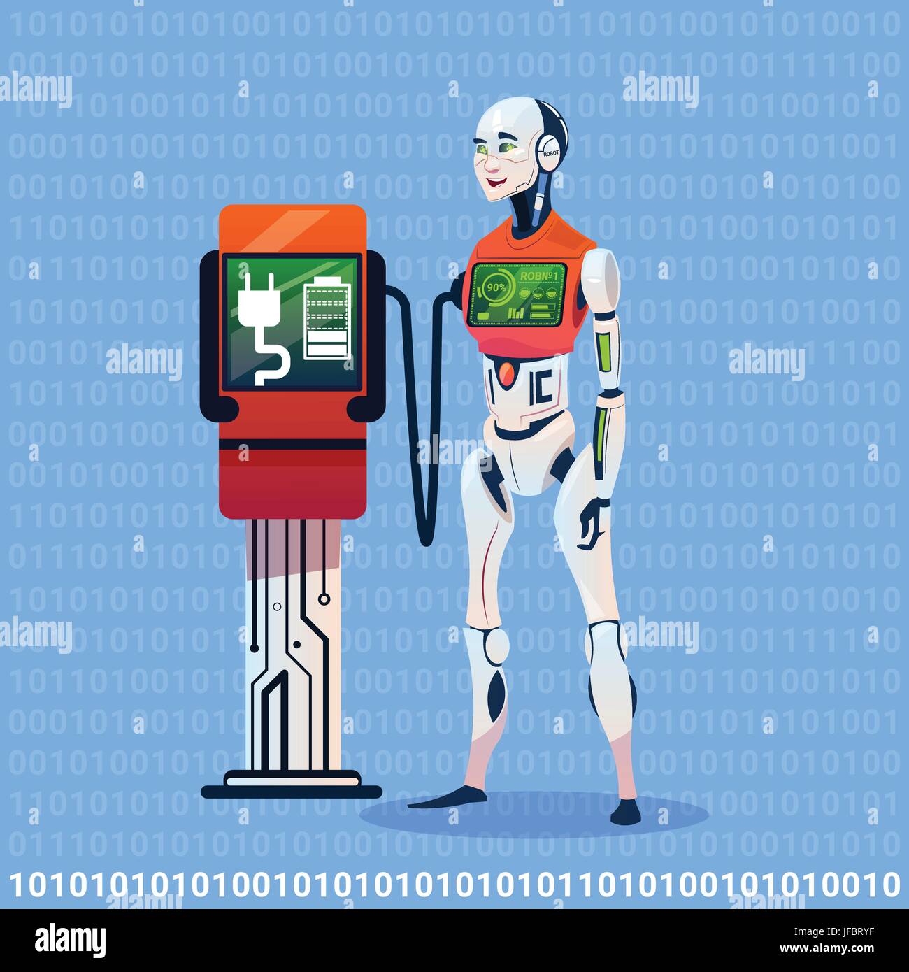 Modern Robot Charging Battery Futuristic Artificial Intelligence ...