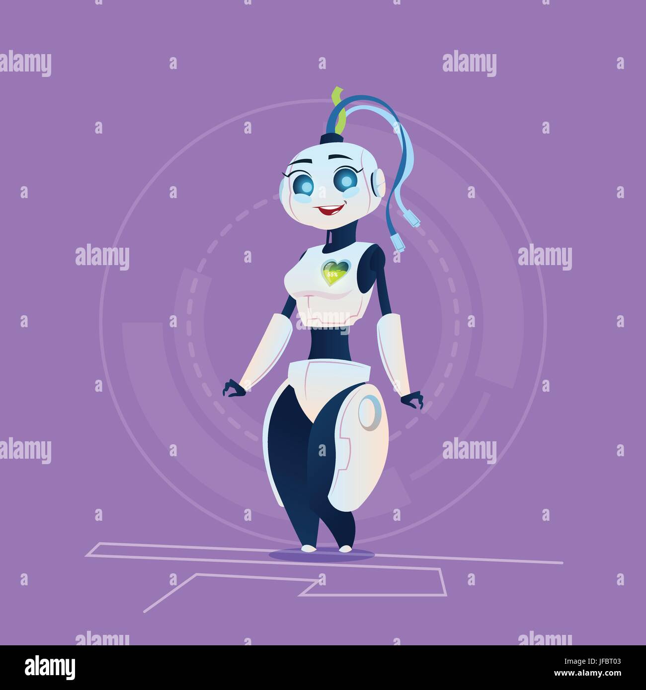 Cute Female Robot Happy Smiling Modern Artificial Intelligence ...