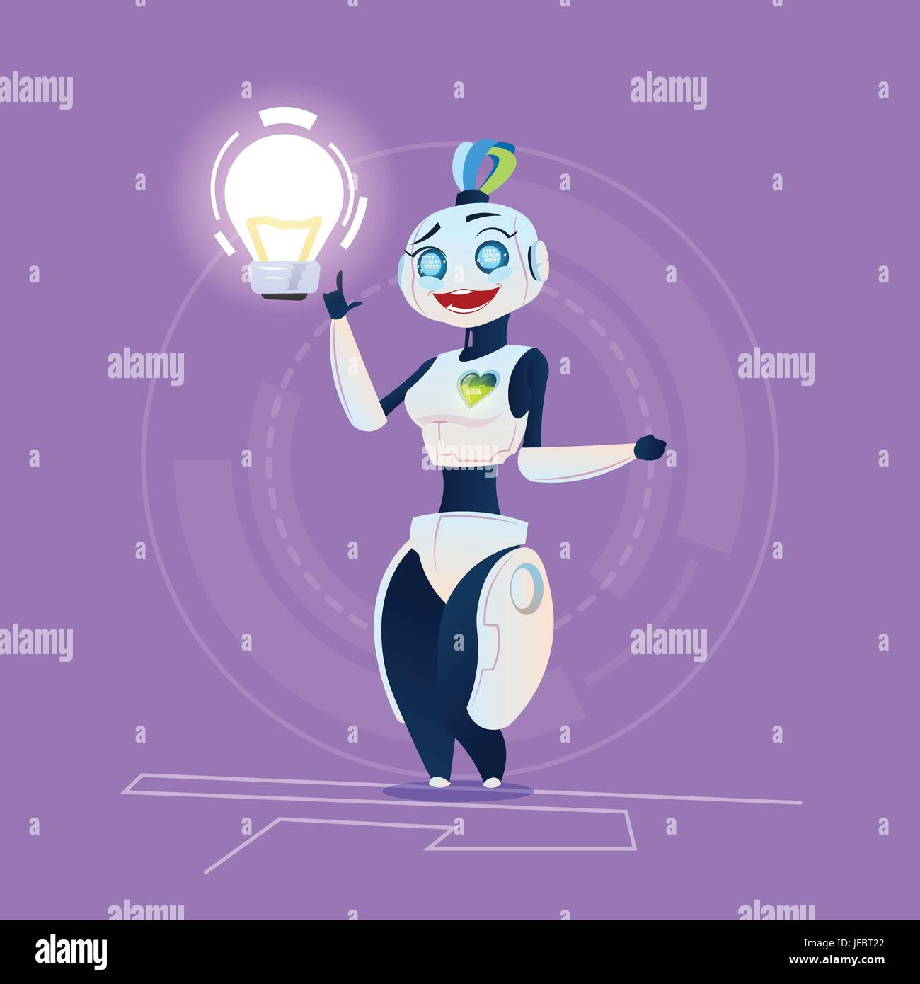 Cute Female Robot Hold Light Bulb Innovation Modern Artificial ... Cute Female Robot Hold Light Bulb Innovation Modern Artificial ...