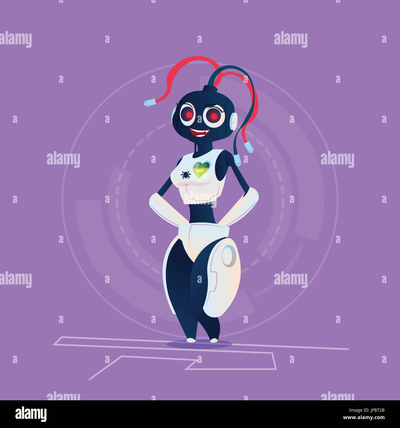 Cute Female Robot Wear Ninja Mask Modern Artificial Intelligence ...