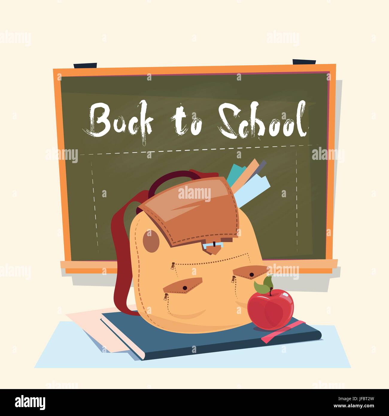 Back To School Backpack Over Class Board Education Banner Stock Vector ...