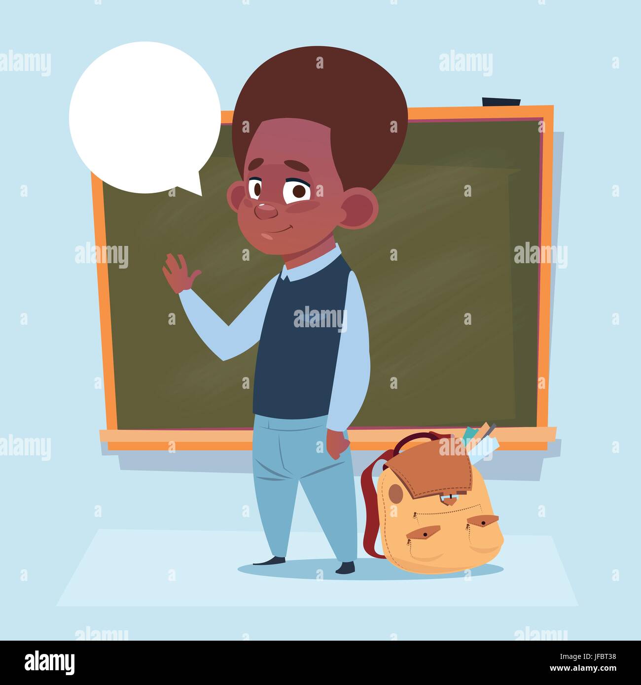 Small African American School Boy Standing Over Class Board Schoolboy ...
