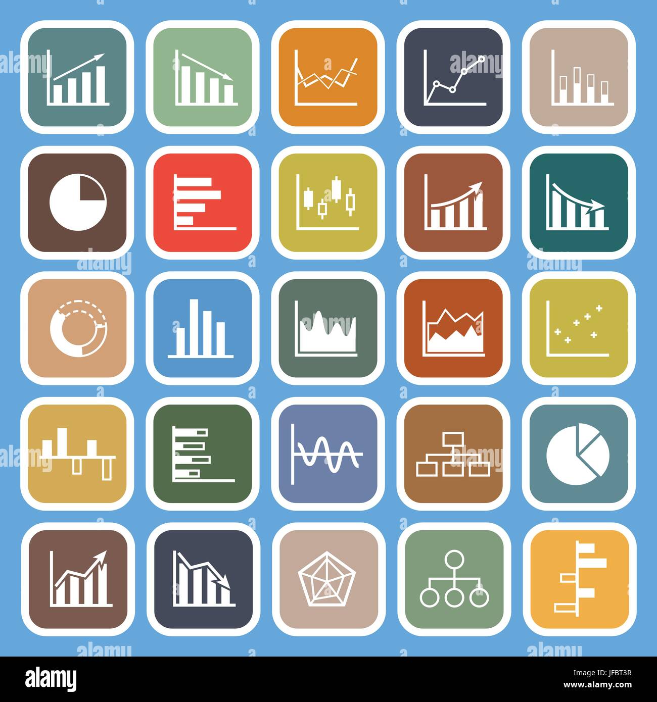 Graph flat icons on blue background Stock Vector Image & Art - Alamy