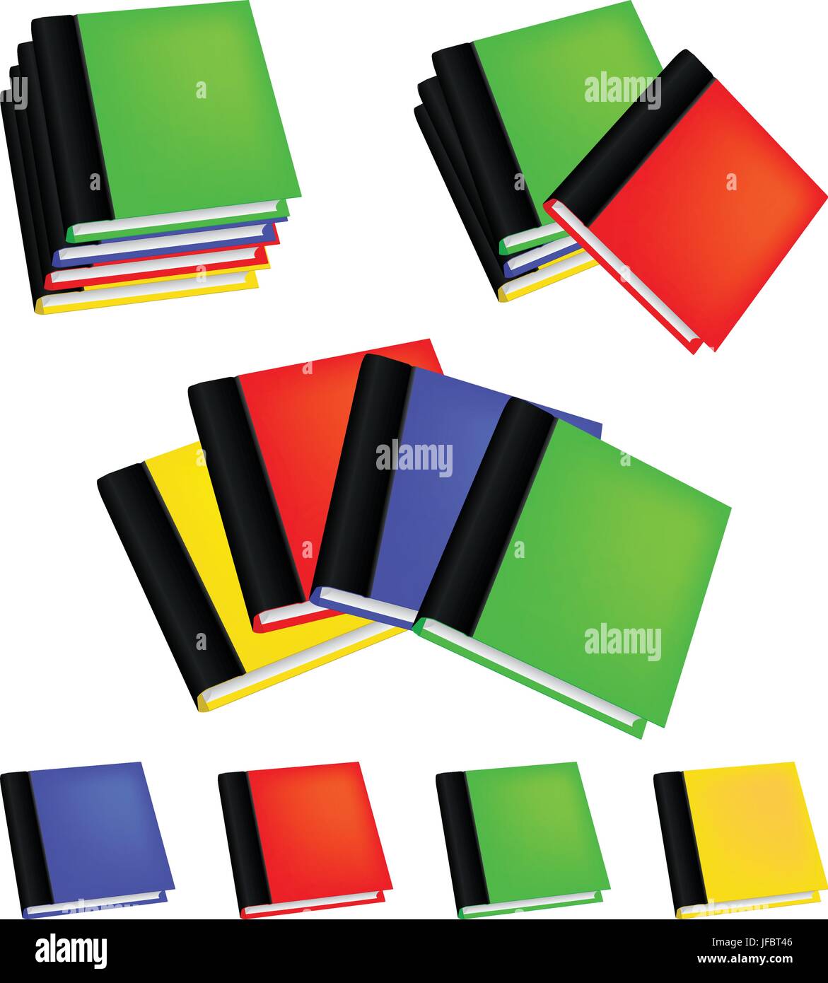 Set of realistic colored books with empty covers. Vector illustration ...