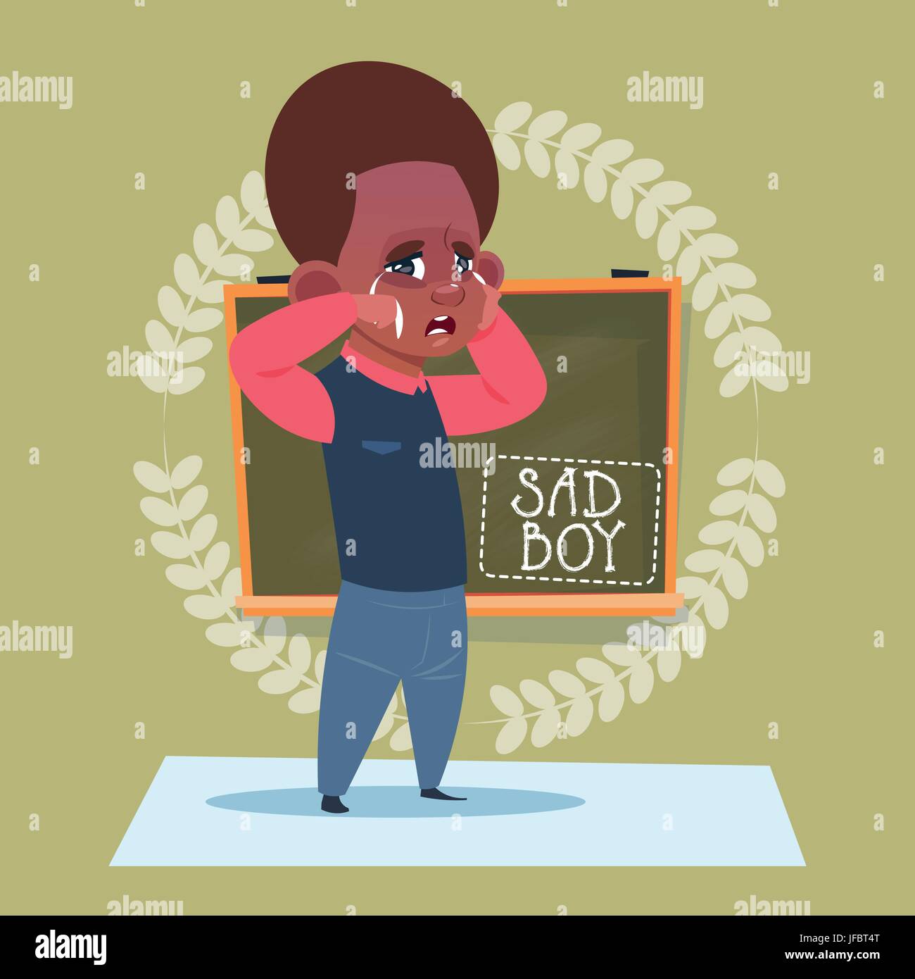 Small Sad School Boy Standing Over Class Board Crying Schoolboy ...
