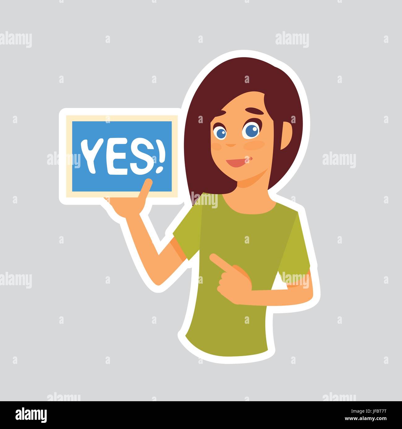 Girl Says Yes Sticker For Messenger, Label Icon Colorful Logo Stock ...