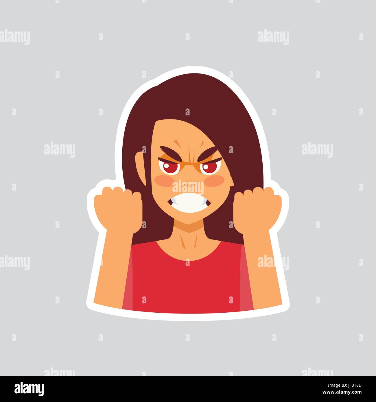 Girl Angry Sticker For Messenger, Label Icon Colorful Logo Stock Vector ...