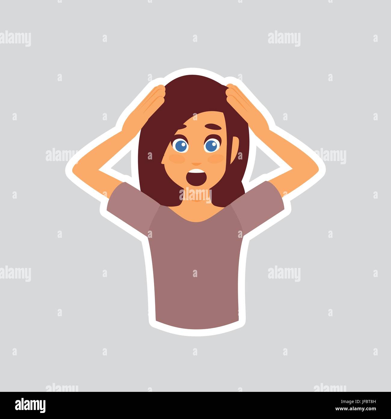 Girl Scared Sticker For Messenger, Label Icon Colorful Logo Stock ...