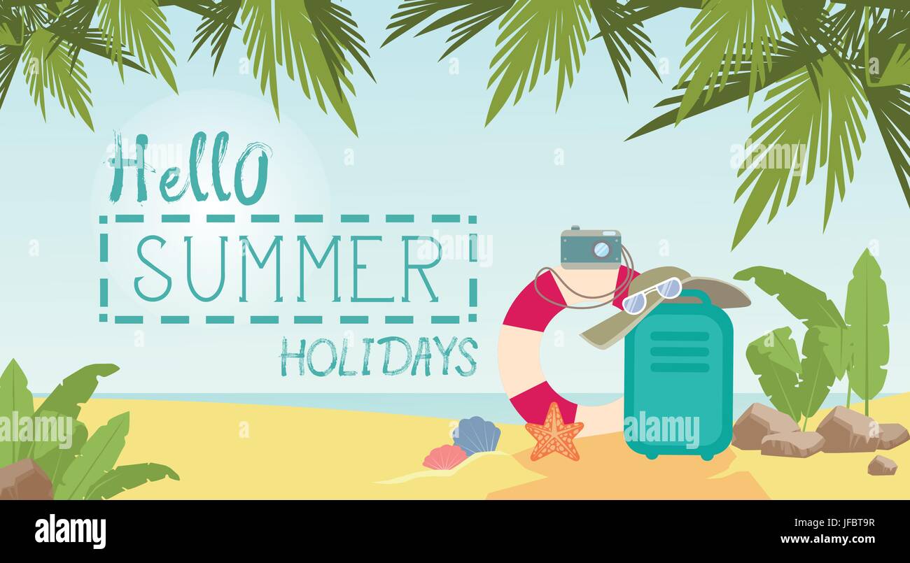 Summer Beach Vacation Concept Seaside Sand Tropical Holiday Banner ...