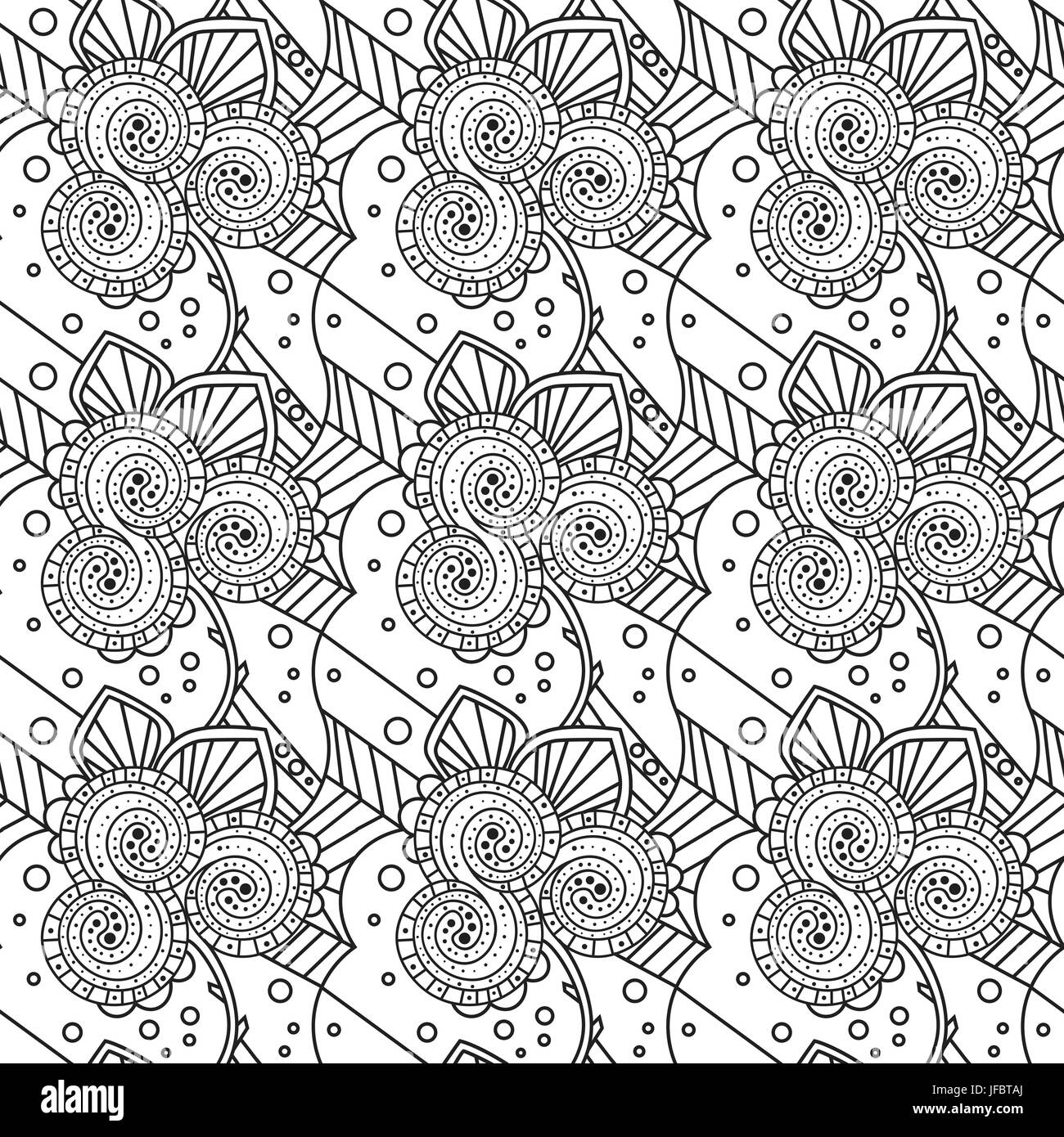 Seamless Black And White Pattern Zentangle Design Stock Vector Image ...