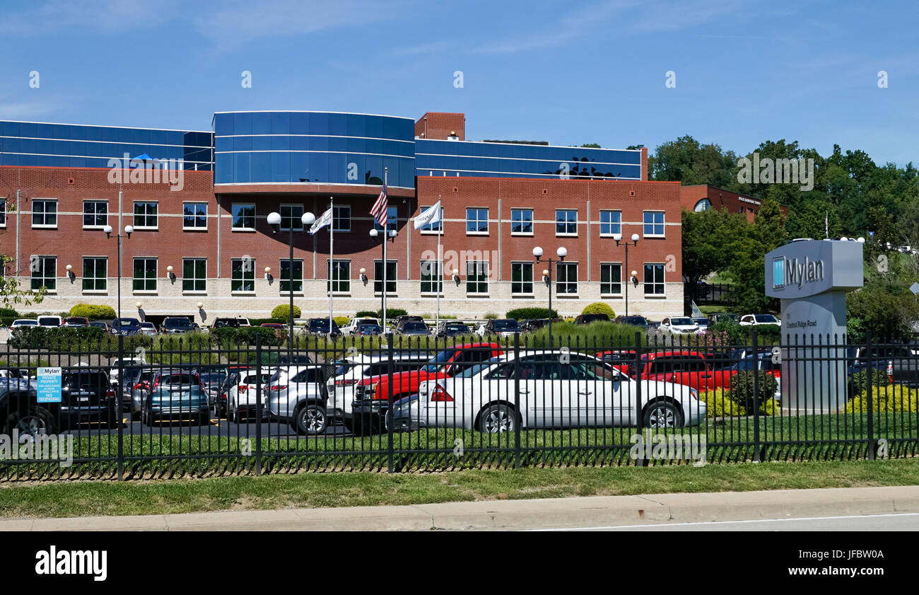 MORGANTOWN, WEST VIRGINIA, USA - AUGUST 30: Exterior of Mylan drug ...