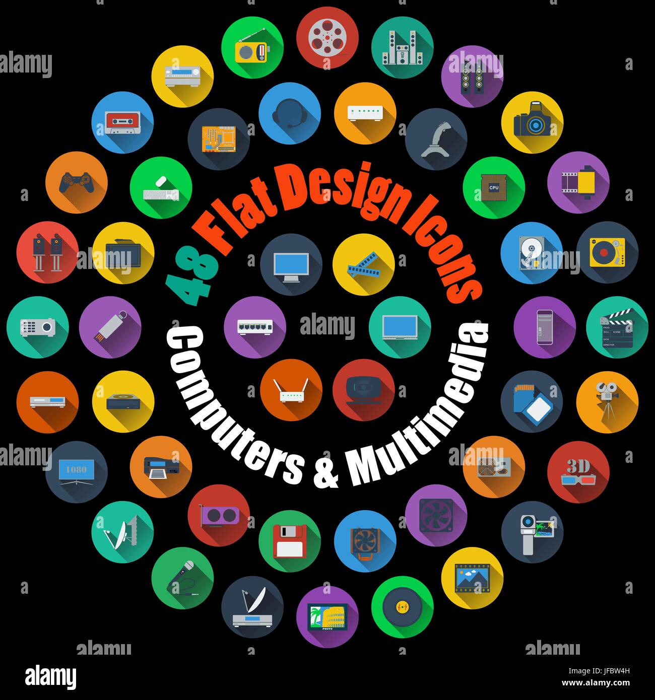 Computer and Multimedia Icons Stock Vector Image & Art - Alamy