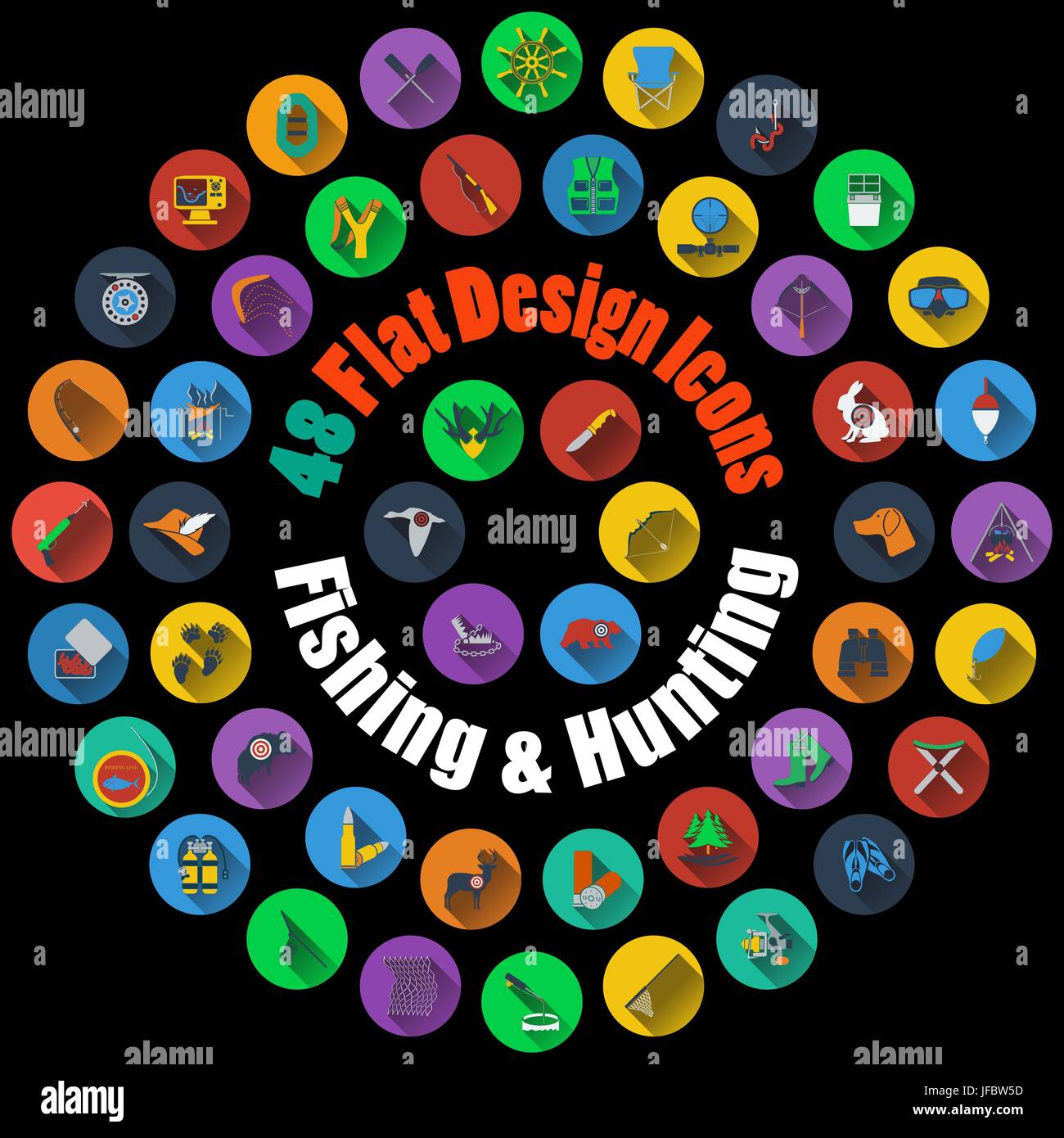 Hunting and Fishing Icons Stock Vector Image & Art - Alamy