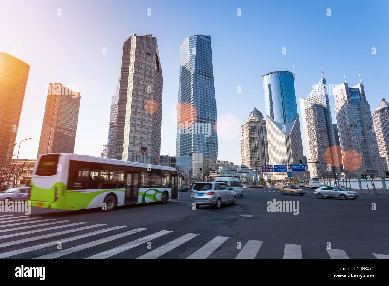 dusk street scene in shanghai Stock Photo - Alamy