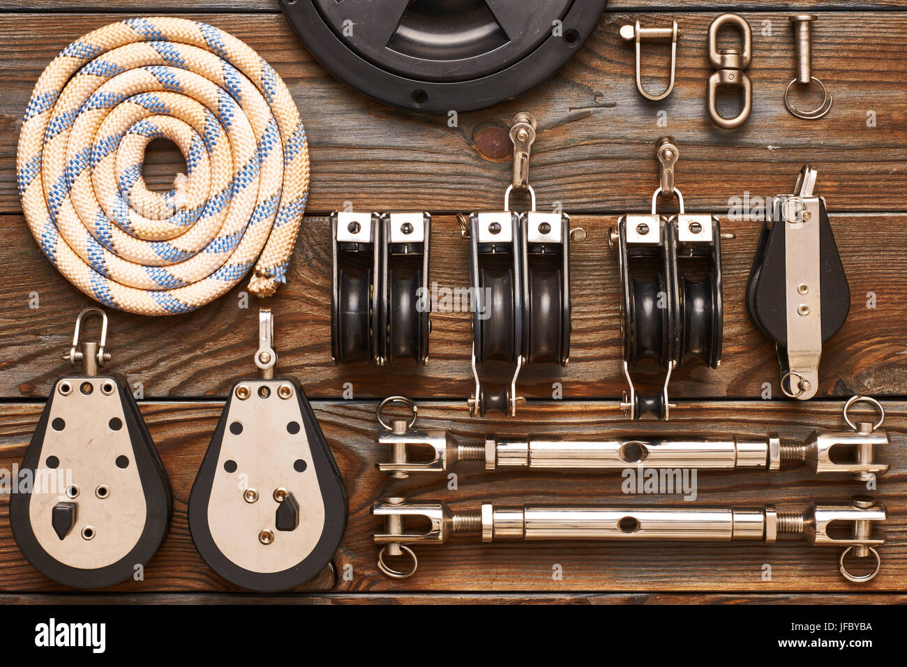 Sailing yacht rigging equipment Stock Photo - Alamy