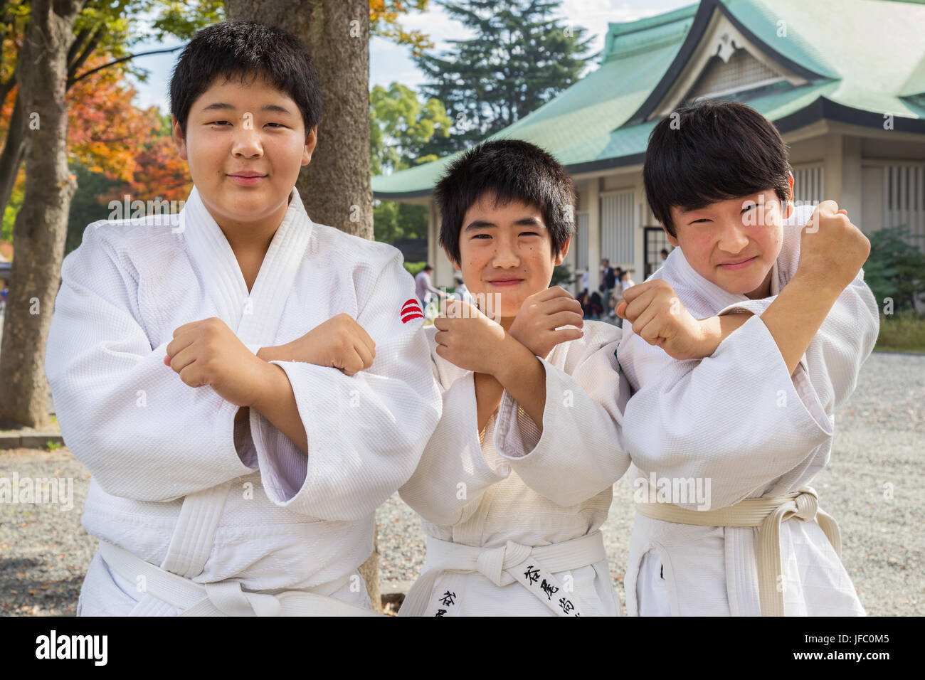 Japanese students attend a Judo class which is a traditional martial ...