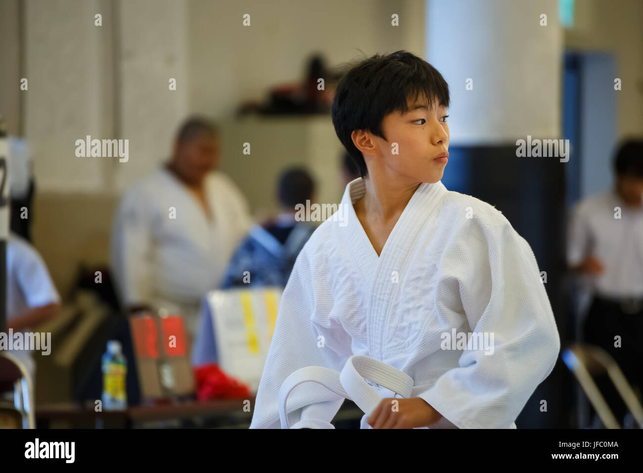 Japanese students attend a Judo class which is a traditional martial ...