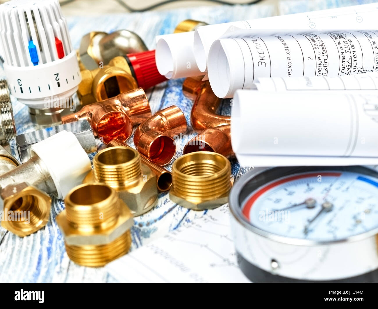 thermostatic valve, copper fitting, heating valve project heating Stock ...