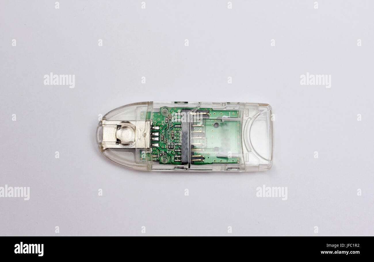 A device for reading memory cards in a translucent casing isolated ...