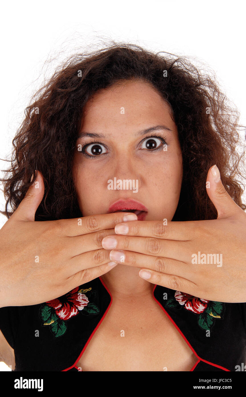 Hand over female mouth hi-res stock photography and images - Alamy
