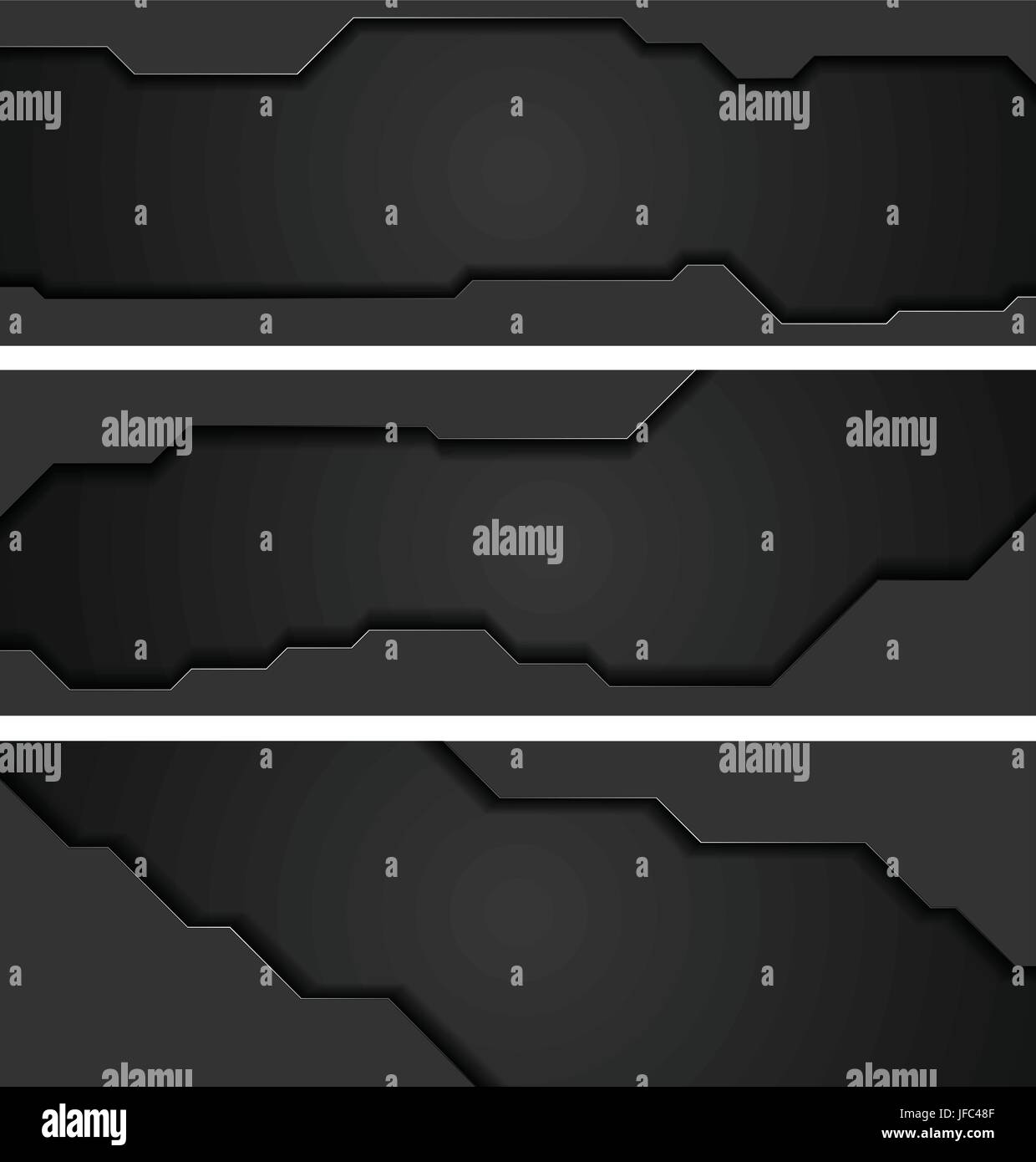 Abstract black concept tech web headers. Dark gradient vector banners ...