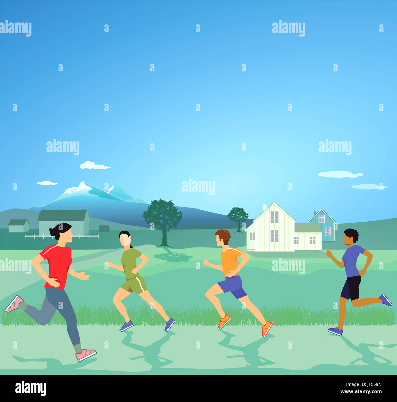 Sporty running in nature Stock Photo - Alamy