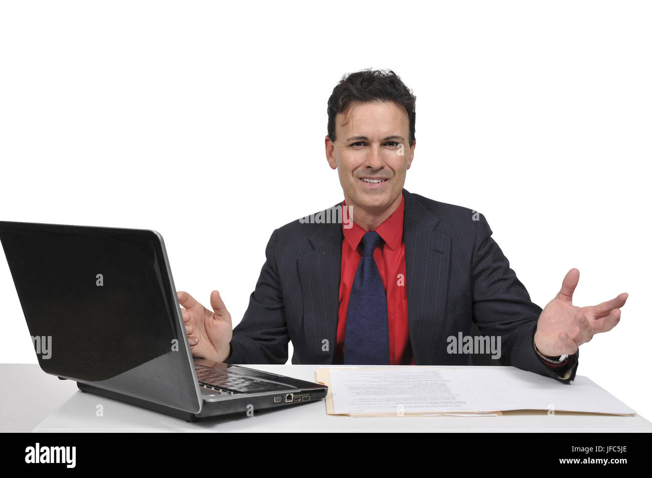 Salesman at a computer Stock Photo - Alamy