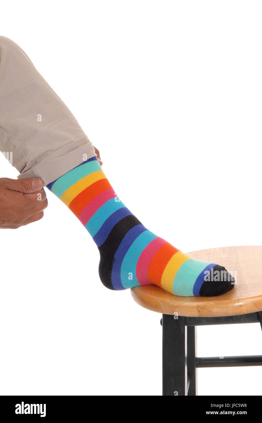 Closeup of foot with colorful socks Stock Photo - Alamy