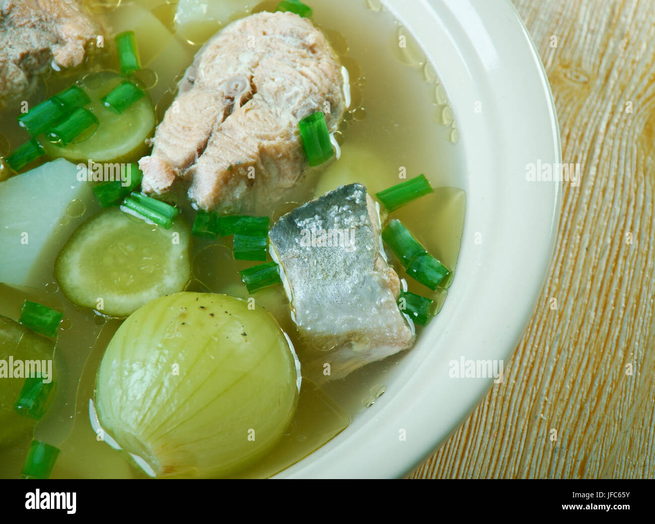 Russian fish solyanka soup Stock Photo - Alamy