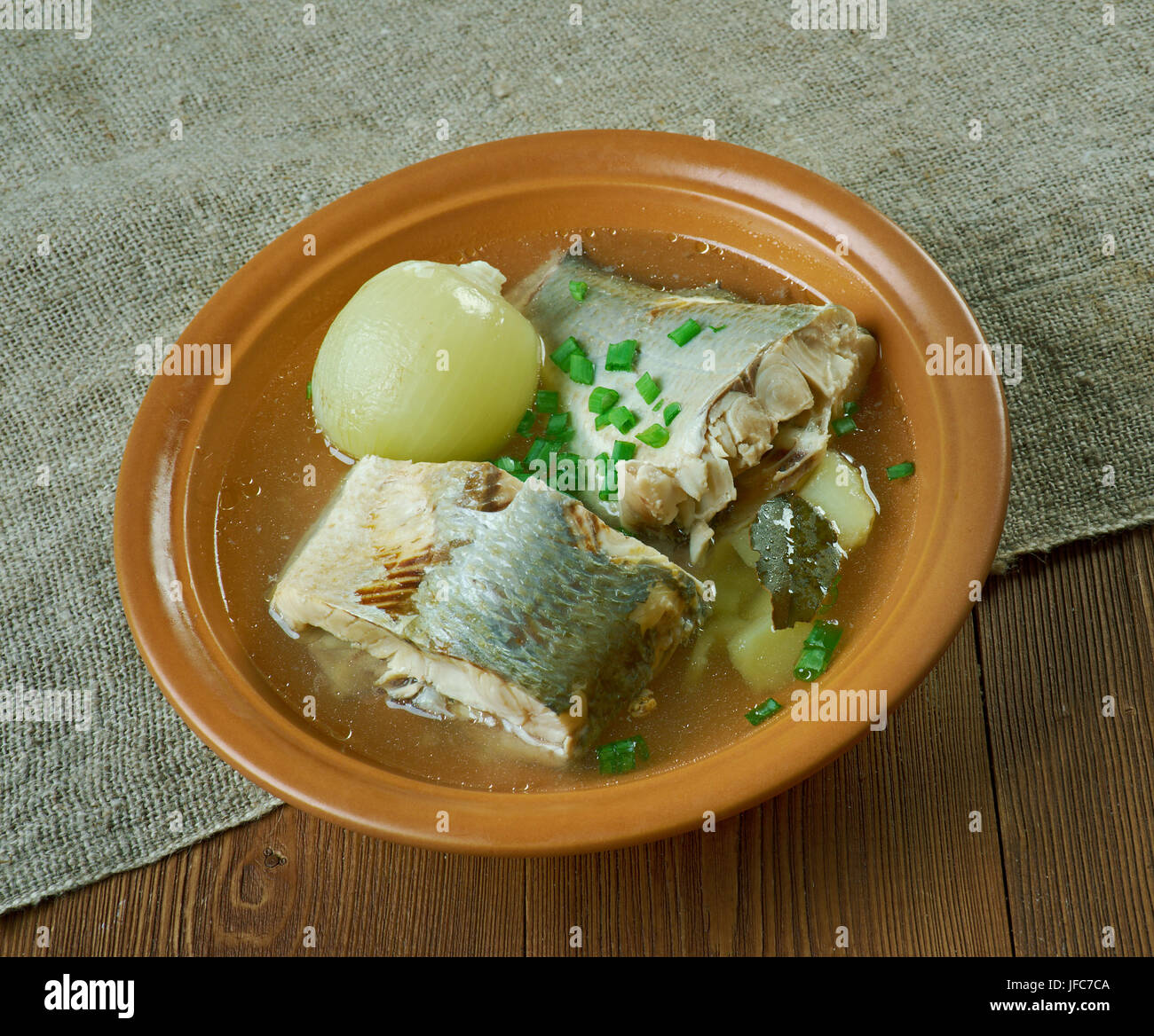 Siberian fish soup of omul Stock Photo - Alamy