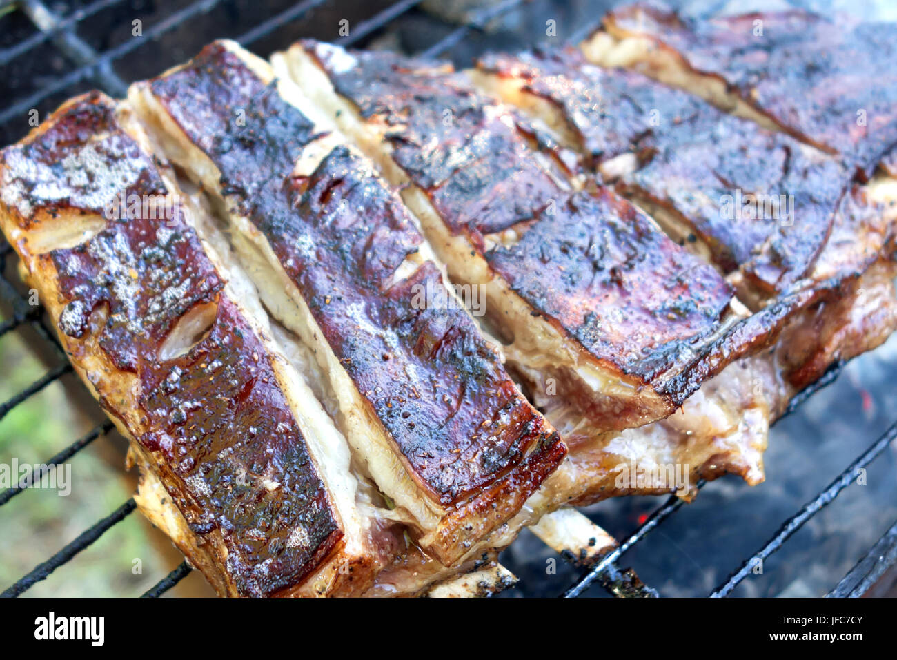 mutton ribs on grill Stock Photo - Alamy