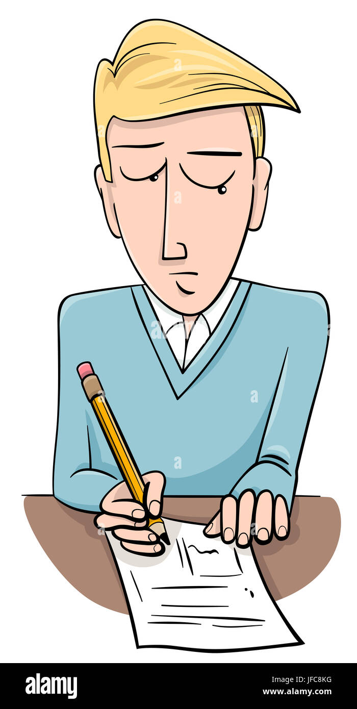 student doing test cartoon Stock Photo - Alamy