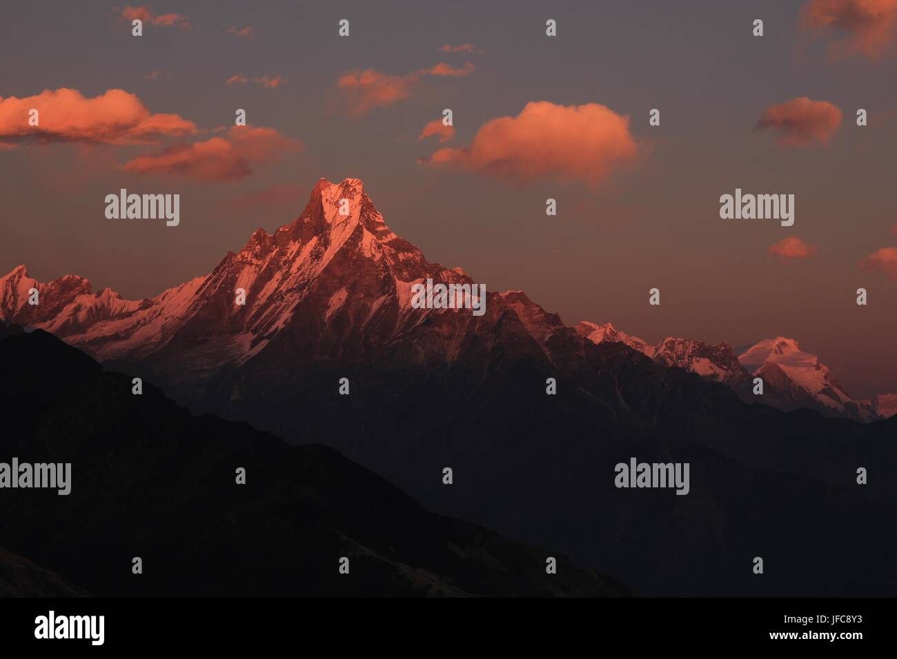 Machapuchare at sunset hi-res stock photography and images - Alamy