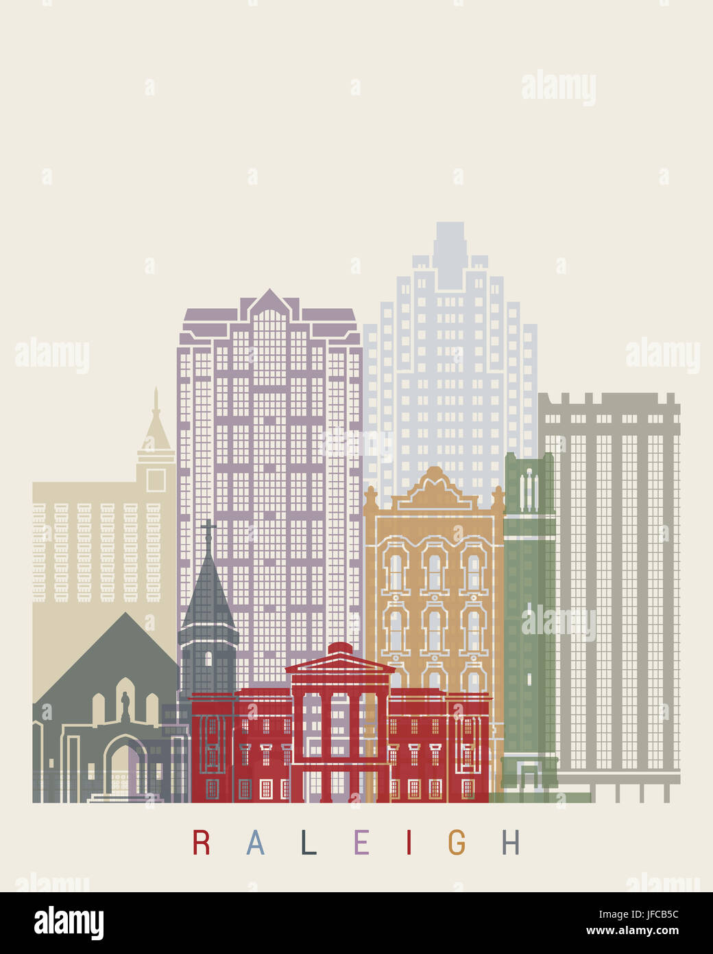 Raleigh skyline vector hi-res stock photography and images - Alamy