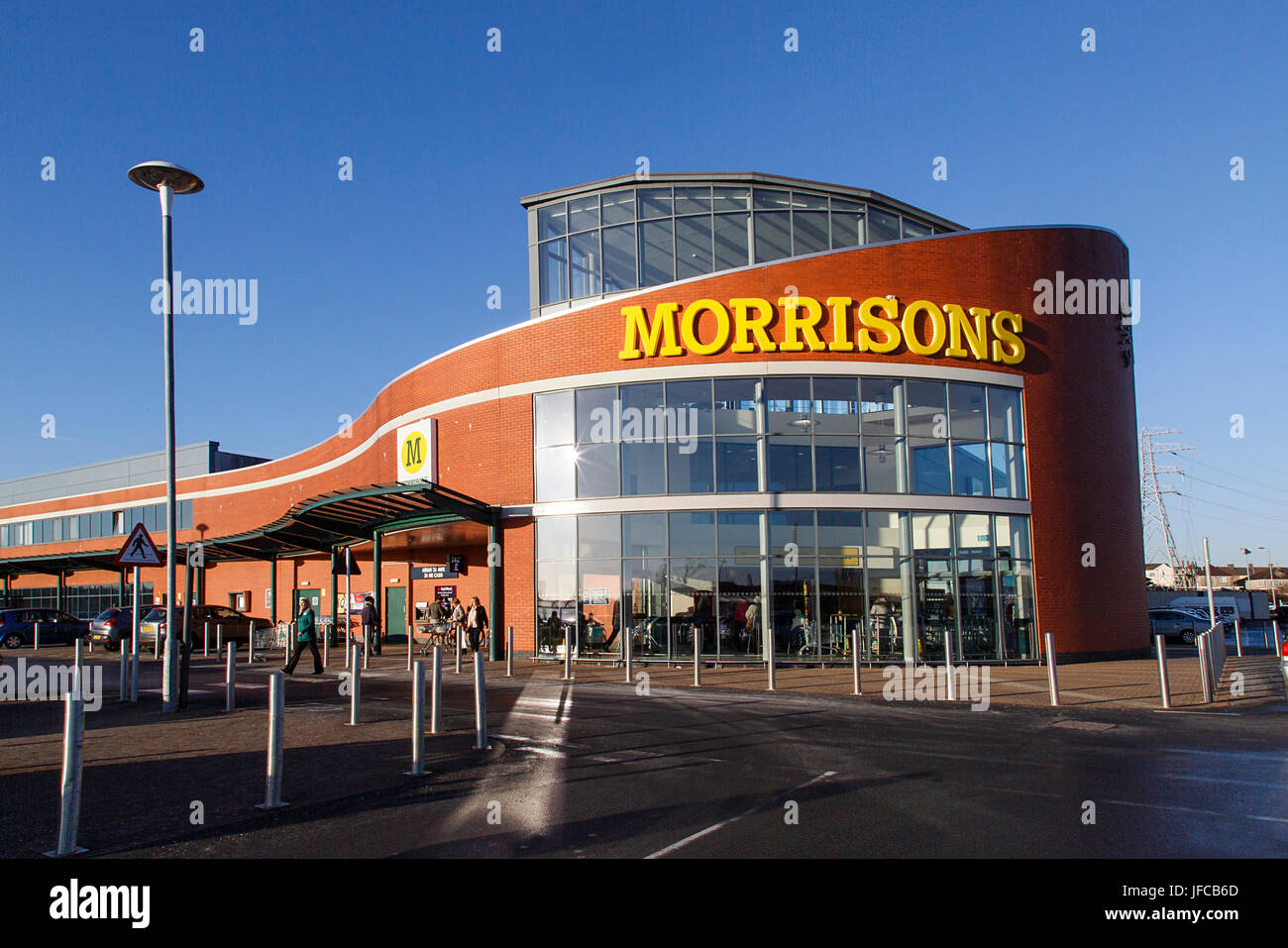 Main entrance to a Morrisons superstore. Morrisons is the fourth ...