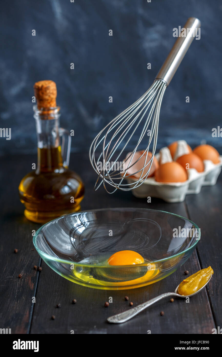 Cooking homemade mayonnaise sauce Stock Photo - Alamy