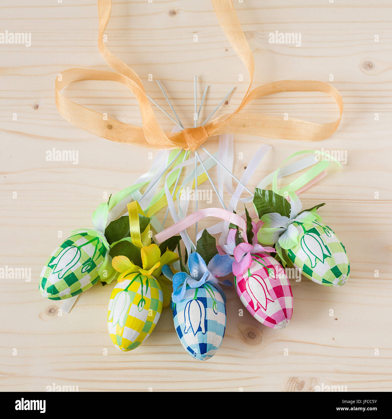 Five colorful handmade easter eggs Stock Photo - Alamy