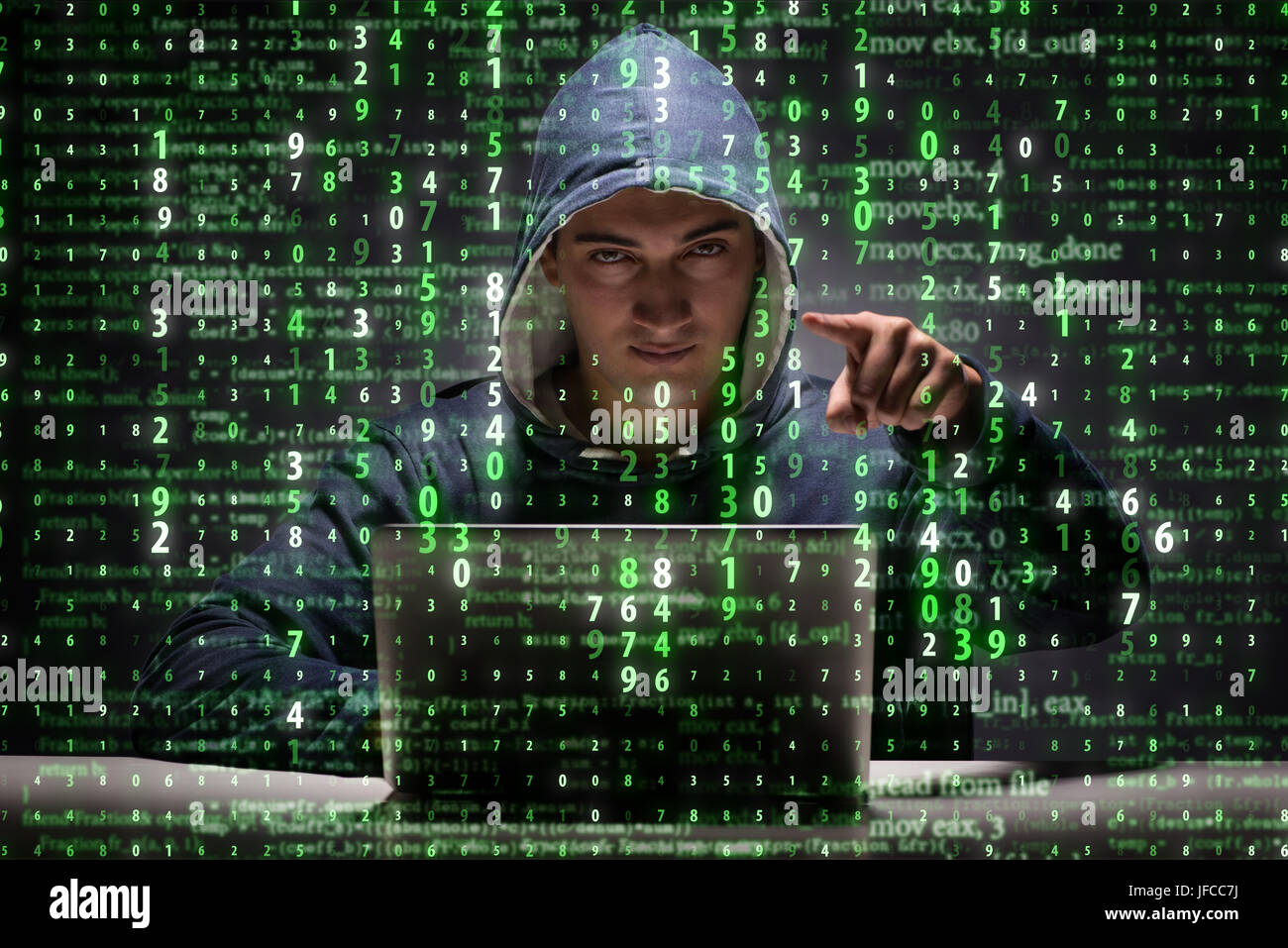 Young hacker in data security concept Stock Photo - Alamy