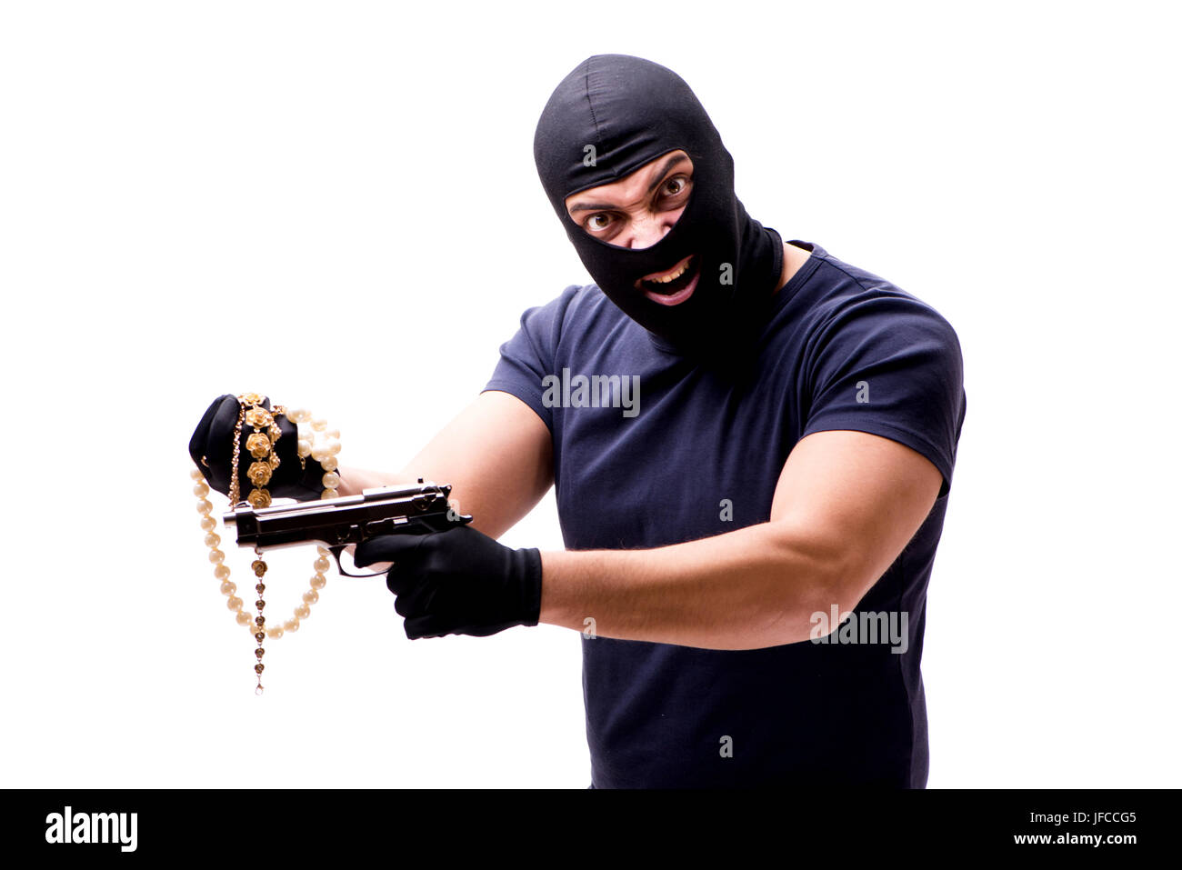 Robber wearing balaclava isolated on white Stock Photo - Alamy