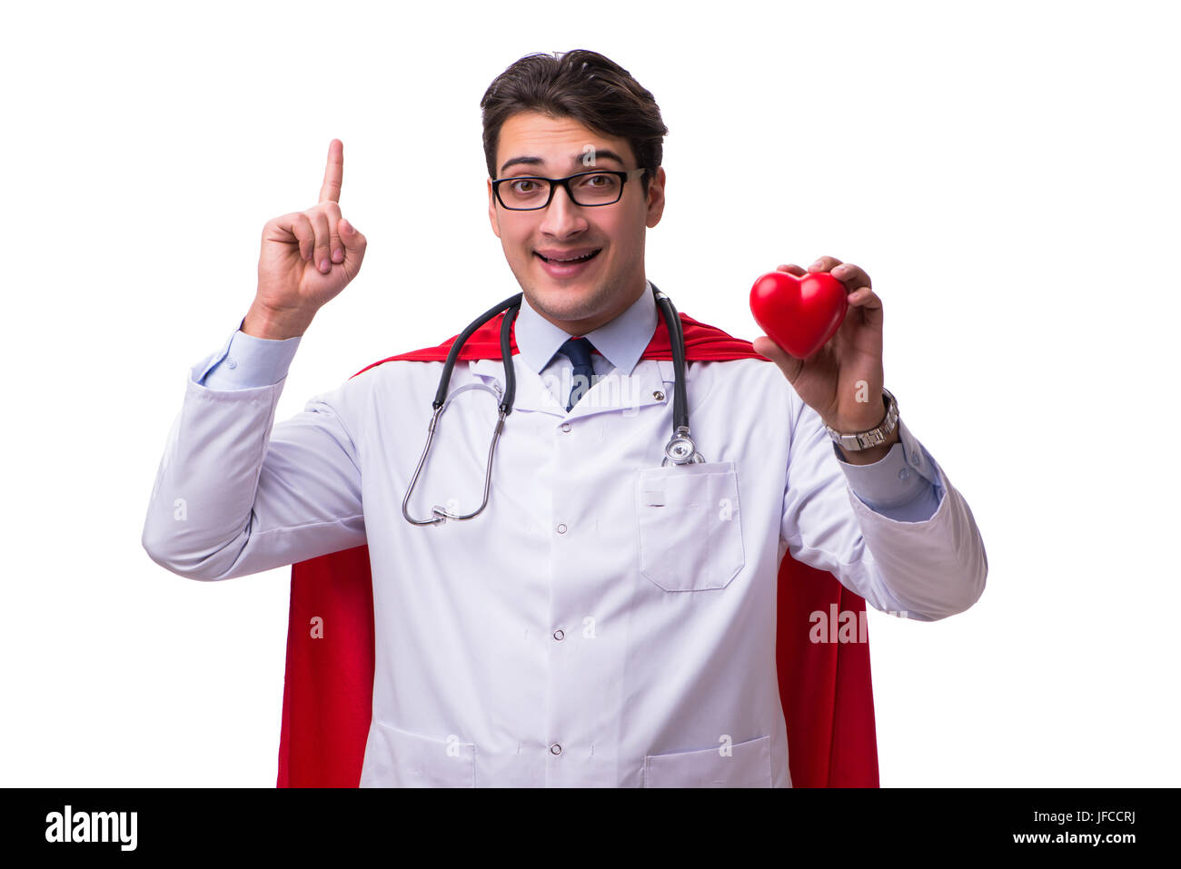 Super hero doctor isolated on white Stock Photo - Alamy