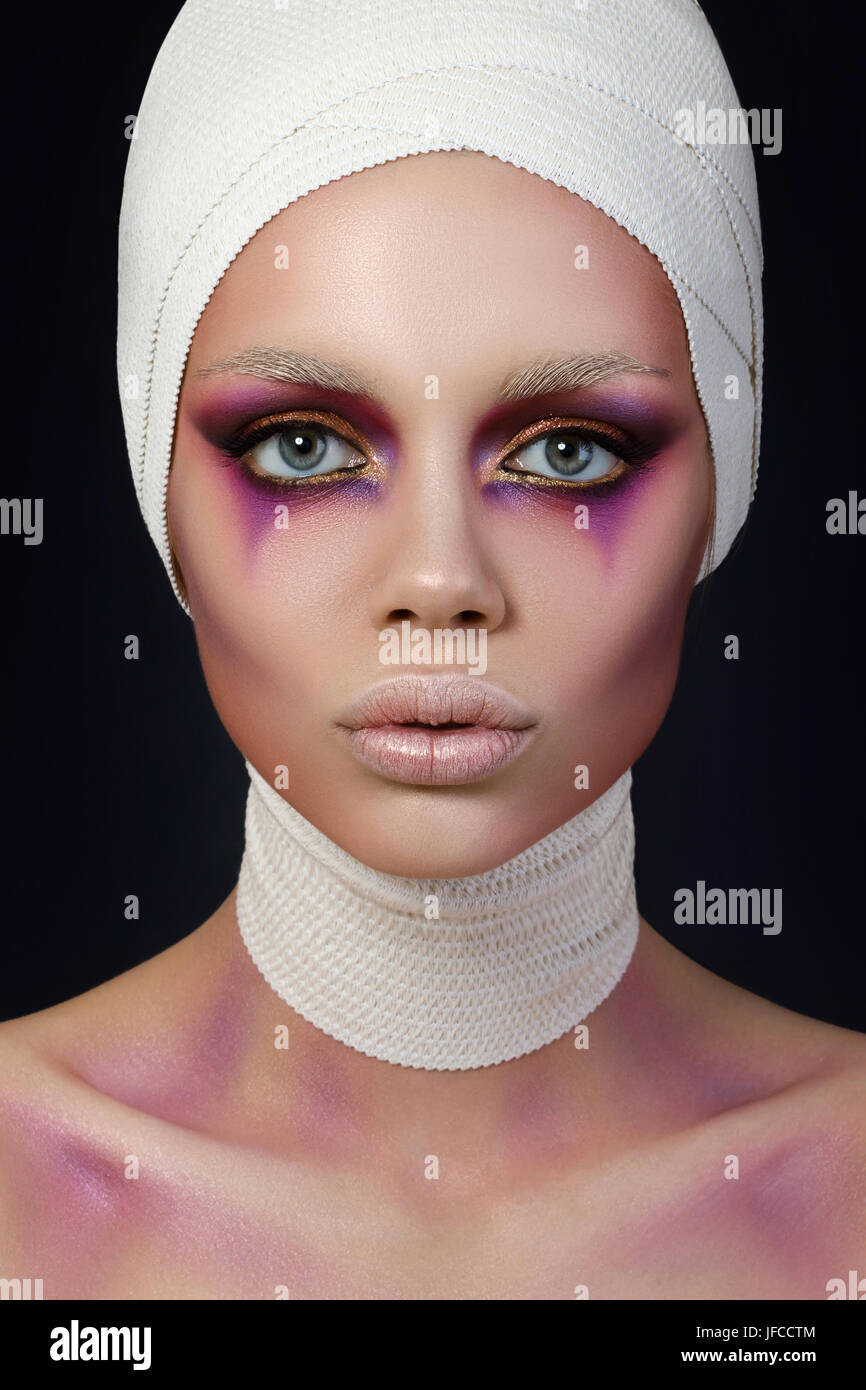 Portrait of young woman with stage fashion makeup Stock Photo - Alamy