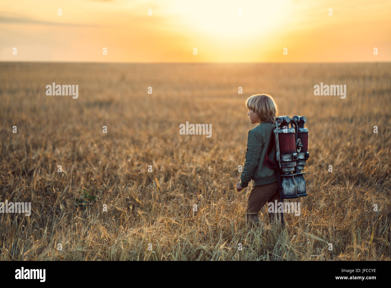 Boy with backpack Stock Photo - Alamy