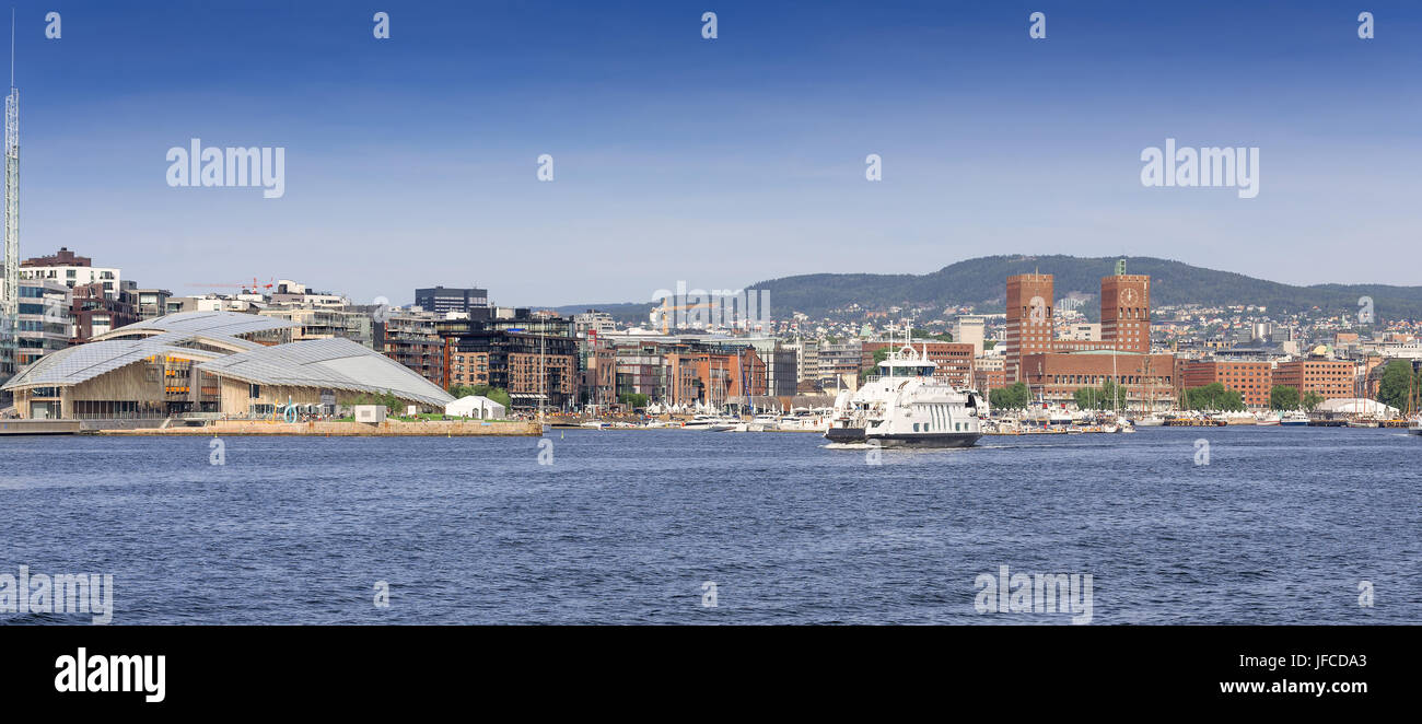 Panoramic view on Aker Brygge Oslo Norway Stock Photo - Alamy