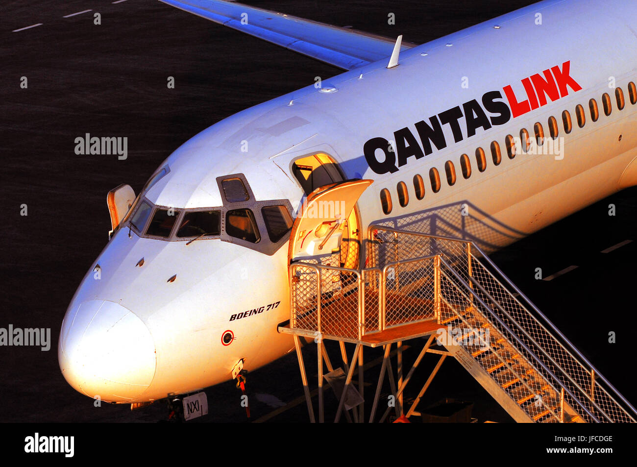 Boeing 717 twin engine airliner in Qantas livery Stock Photo - Alamy