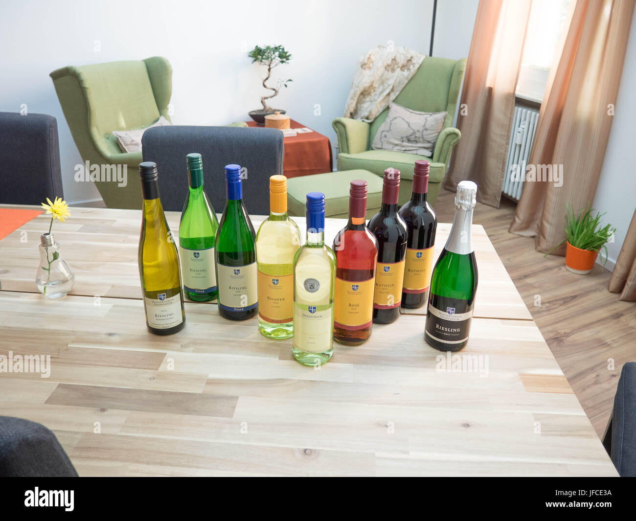 collection of wines from German Wine Region, the Rheingau Stock Photo ...