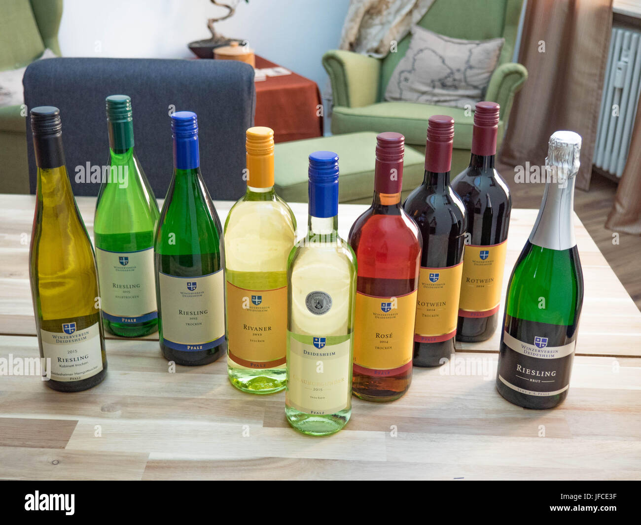 collection of wines from German Wine Region, the Rheingau Stock Photo ...
