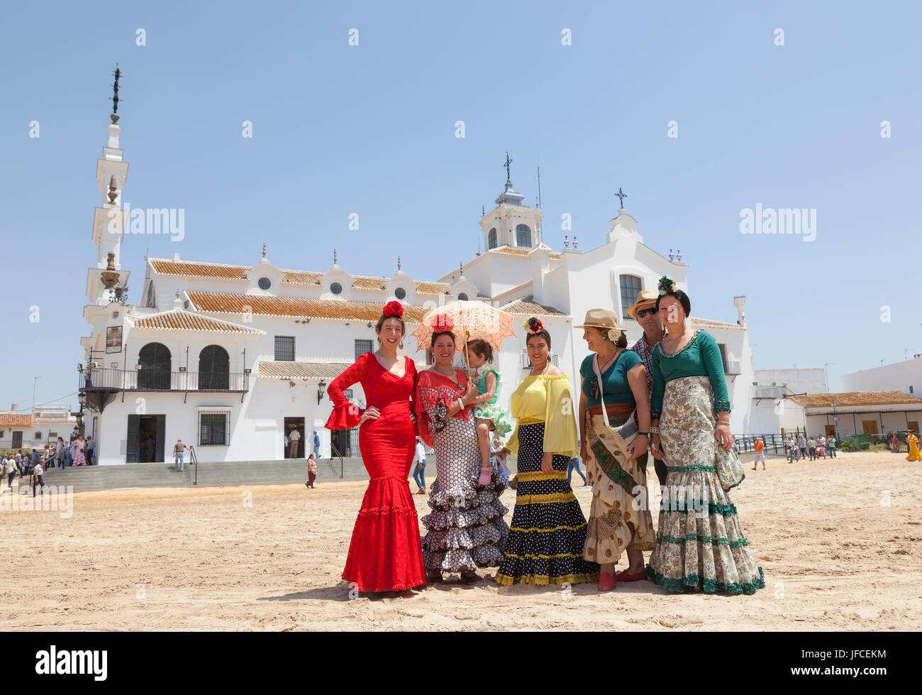 El Rocio, Spain - June 2, 2017: Group of pilgrims in traditional ...