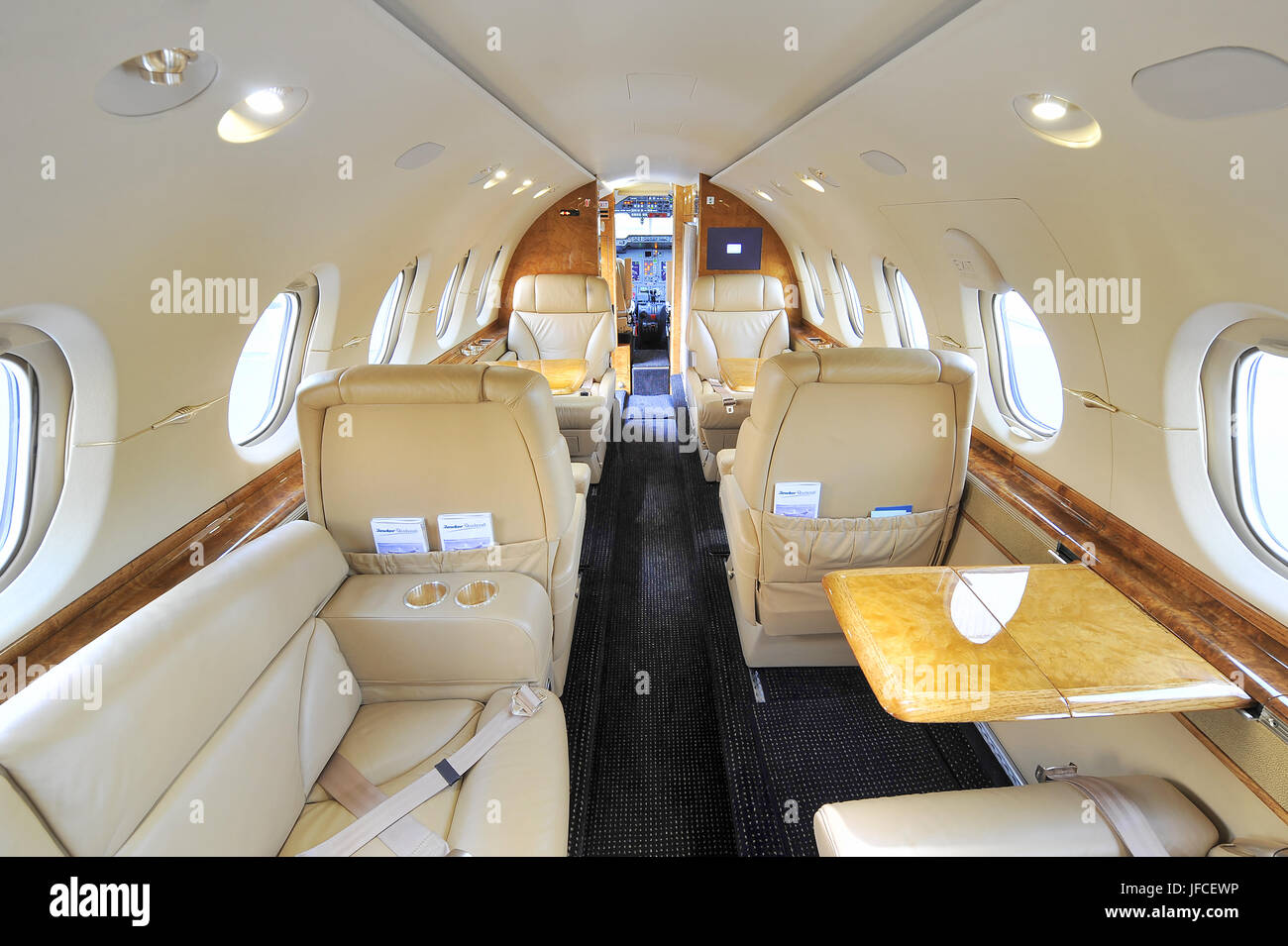 Interior view of a Hawker 900XP executive jet Stock Photo - Alamy