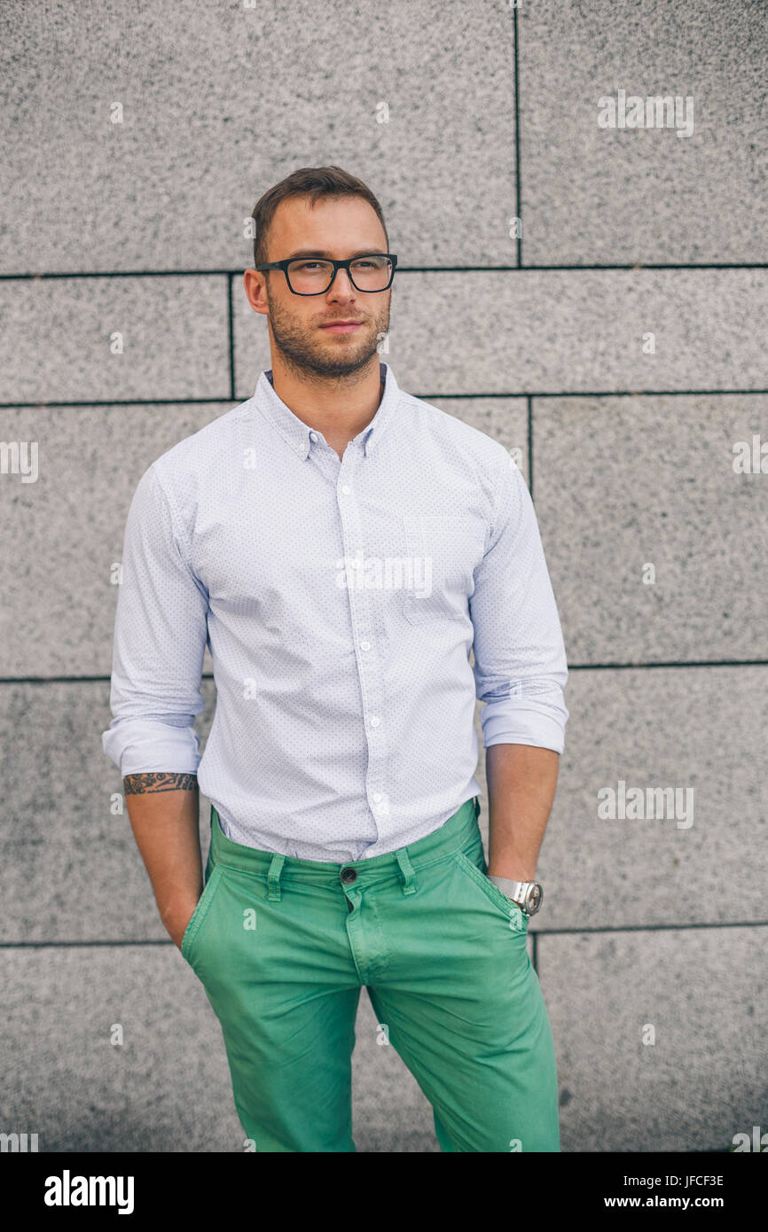 Male model with glasses hi-res stock photography and images - Alamy