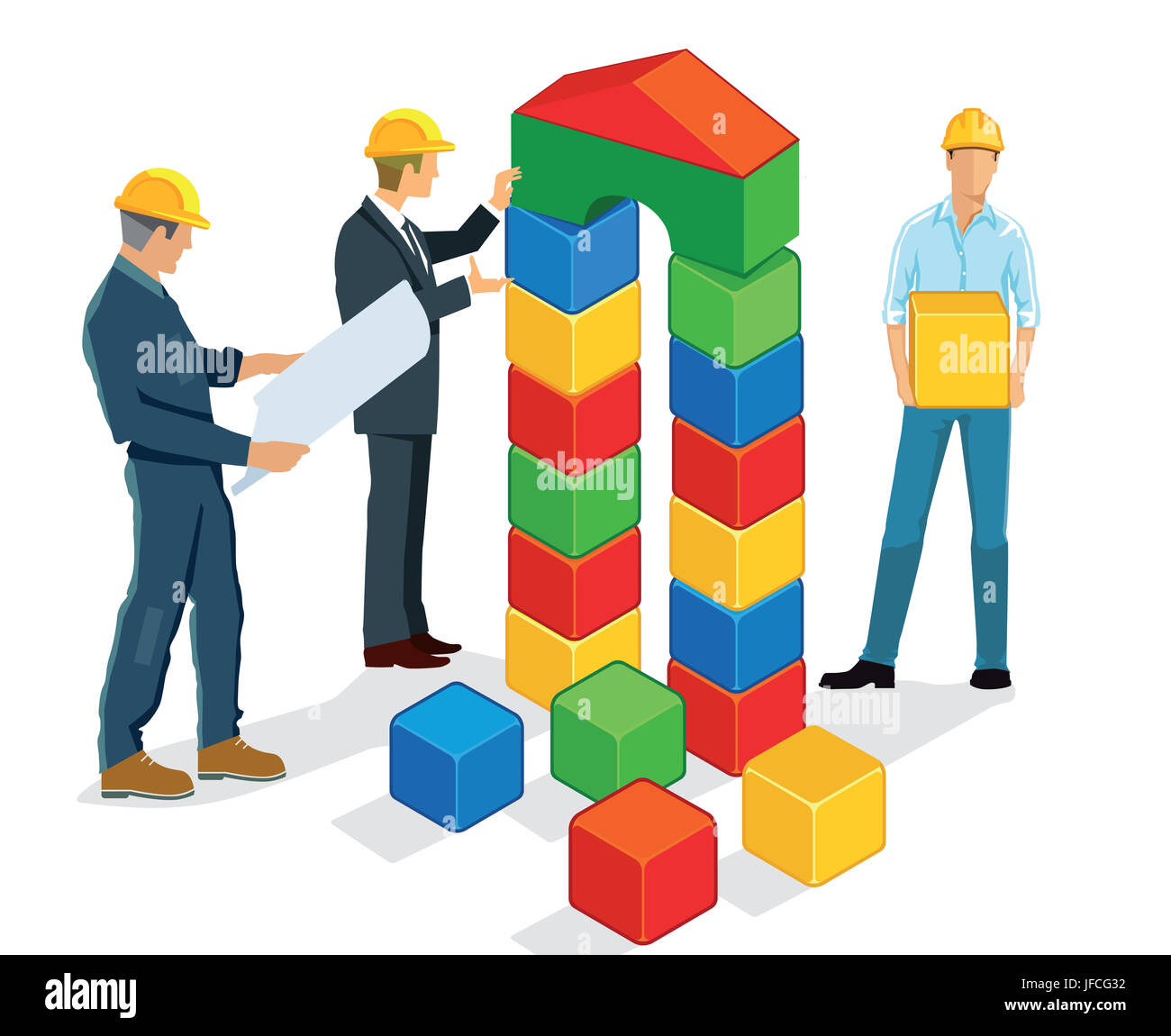 Planning and building with building blocks Stock Photo - Alamy